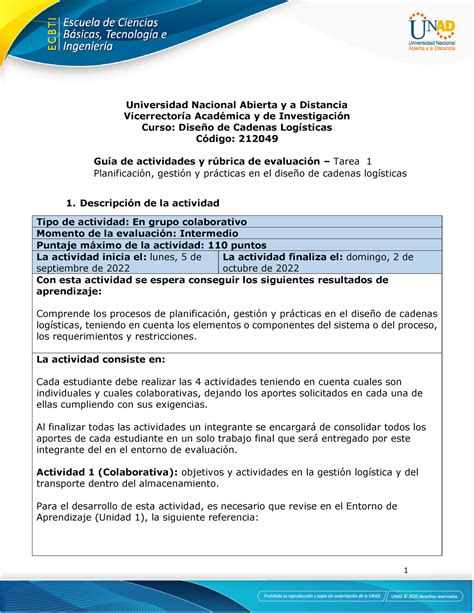 Gu A De Actividades Y R Brica De Evaluaci N Unidad Tarea