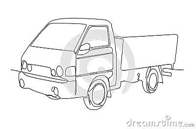 Car Pick Up Truck Continuous One Line Drawing Line Art Illustration