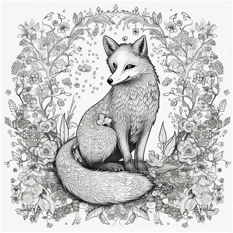 Fuchs Und Blumen Ausmalbild Kostenlos Herunterladen