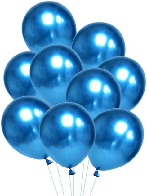 Balão Bexiga Metalizado Azul Cromado 25 Unidades N 5