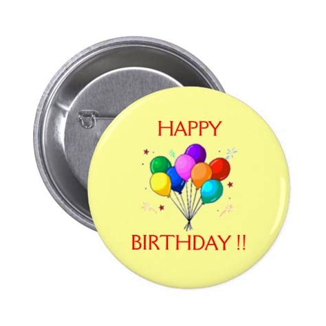 Happy Birthday Baloons Pinback Button Zazzle