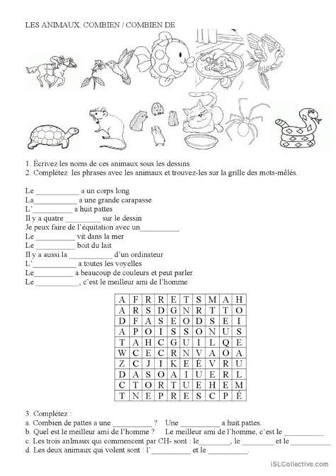 308 Animaux Français FLE fiches pedagogiques pdf doc