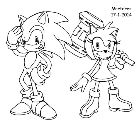 Classic Sonic And Amy Coloring Page Coloring Pages