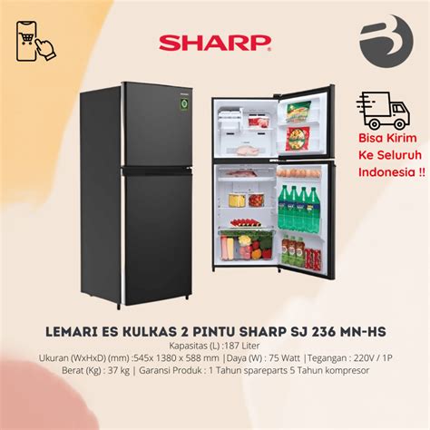 Jual LEMARI ES KULKAS 2 PINTU SHARP SJ 236 MN HS Shopee Indonesia