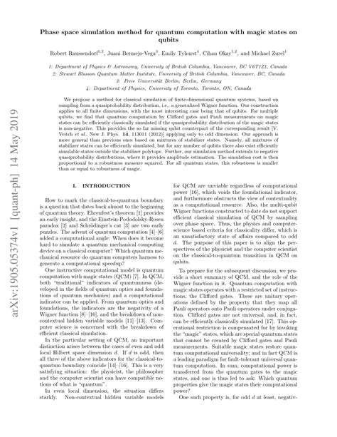 pdf phase space simulation method for quantum computation with magic states on qubits