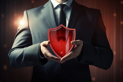 Premium Photo Businessman Holding Shield Protect Icon Security