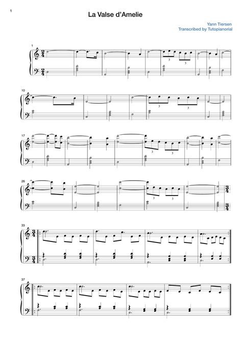 Yann Tiersen La valse d Amélie Sheet by Tutopianorial