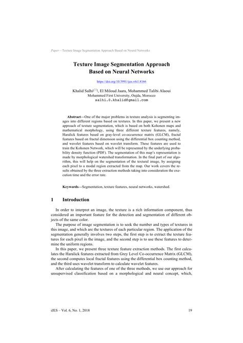 pdf texture image segmentation approach based on neural networks