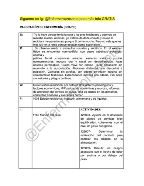 Valoraci N De Enfermer A Enfermera Presente Udocz