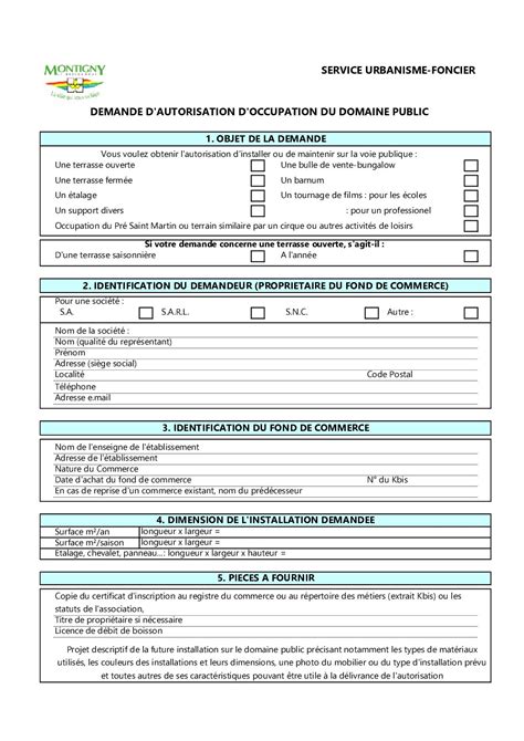 Occupation Du Domaine Public MONTIGNY LE BRETONNEUX