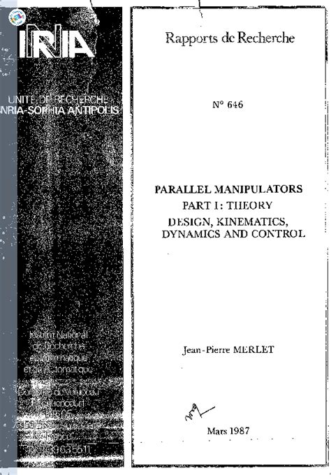 pdf parallel manipulators part i theory design kinematics dynamics and control jean