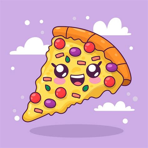 Ilustración de dibujos animados de pizza dibujada a mano Vector Gratis