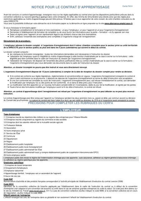 Notice Pour Le Contrat D Apprentissage Formulaires En Ligne