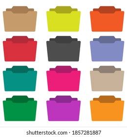 Set Collection Folder Icon Vector Colored Stock Vector Royalty Free
