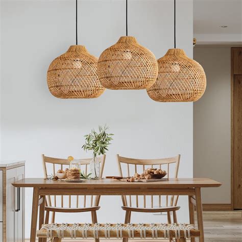 Arturesthome Rattan Pendant Lights Large Wicker Chandelier Hand Woven
