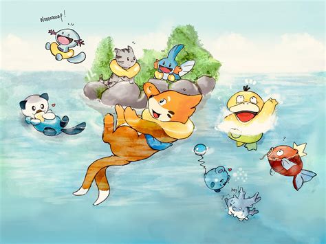 Buizel Is My Favorite Here He Is Teaching His Friends How To Swim Oc