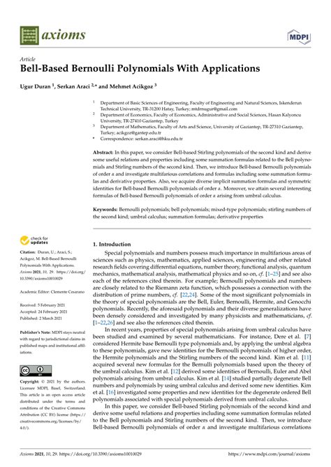 pdf bell based bernoulli polynomials with applications