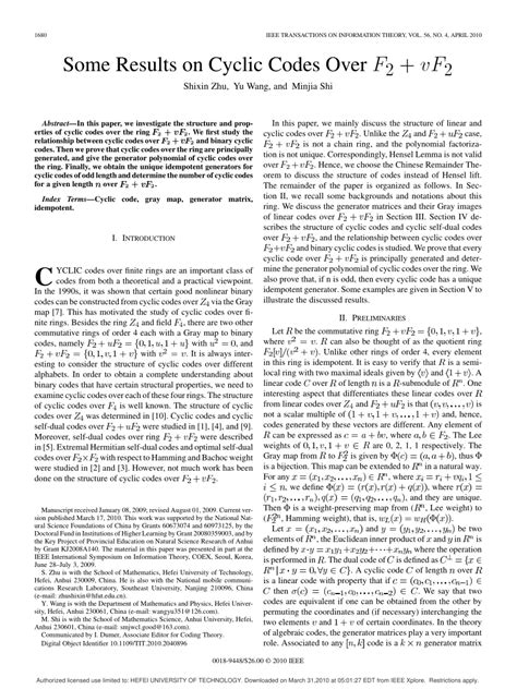 pdf some results on cyclic codes over