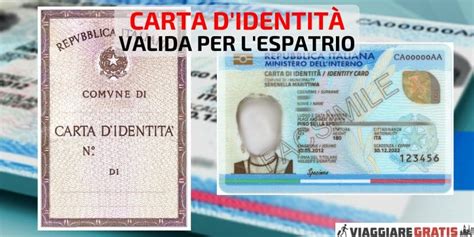 Carta d identità valida per l espatrio e carta d identità elettronica
