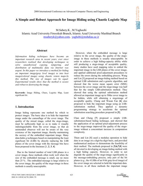 pdf a simple and robust approach for image hiding using chaotic logistic map