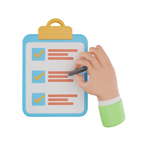 D Hand Holding Clipboard With Checklist And Marker Hand Holding