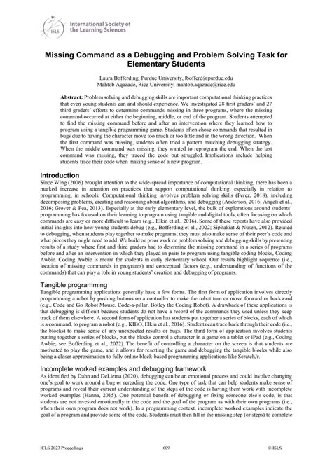 Pdf Missing Command As A Debugging And Problem Solving Task For