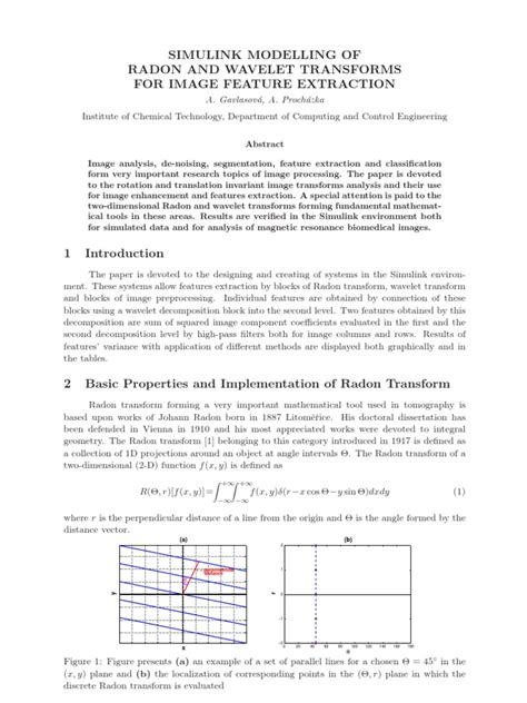 simulink modelling of radon and wavelet transforms for image feature extraction pdf