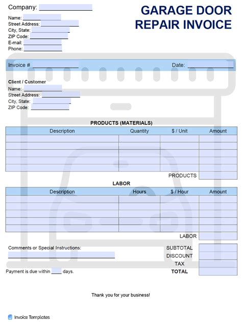 Garage Repair Invoice Template PARAHYENA