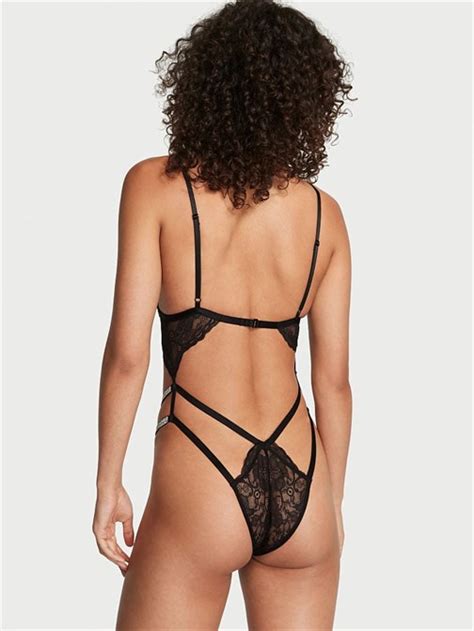 Tease Işıltılı Askılı Astarsız Dantelli Üçgen Teddy Siyah Victoria s