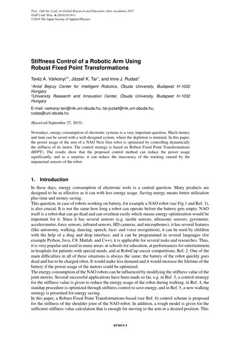 pdf stiffness control of a robotic arm using robust fixed point transformations