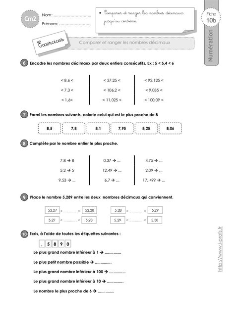 Cm Exercices Comparer Et Ranger Les Nombres D Cimaux Hot Sex Hot Sex