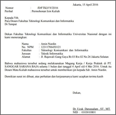 Contoh Surat Mahasiswa Permohonan Keaktifan Kuliah Surat Permohonan