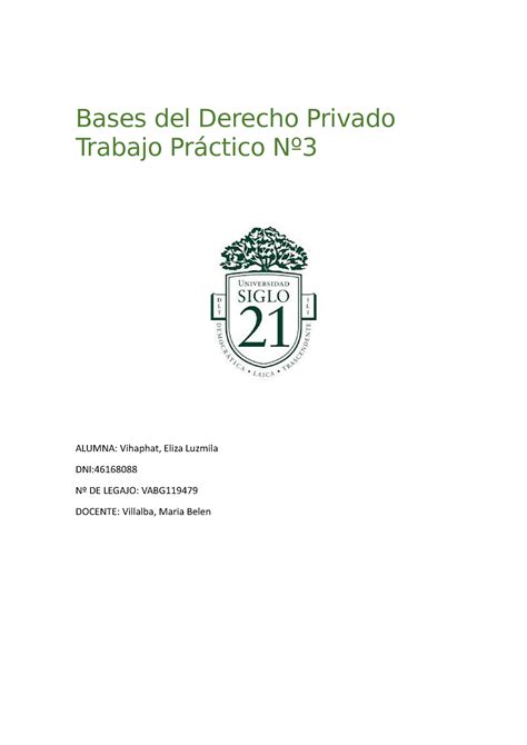 Tp N Der Privado Bases Del Derecho Privado Trabajo Pr Ctico N