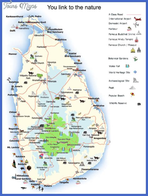 Sri Lanka Map Tourist Attractions ToursMaps