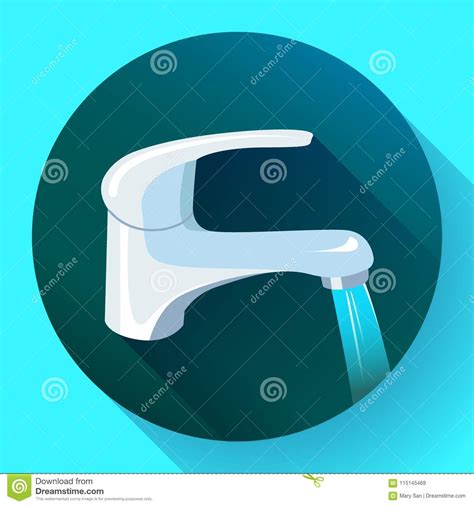 Golpecito De Agua Con La Agua Corriente Metal El Icono Del Grifo De