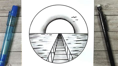 Dessiner Un Paysage Dans Un Cercle Pont Sur L