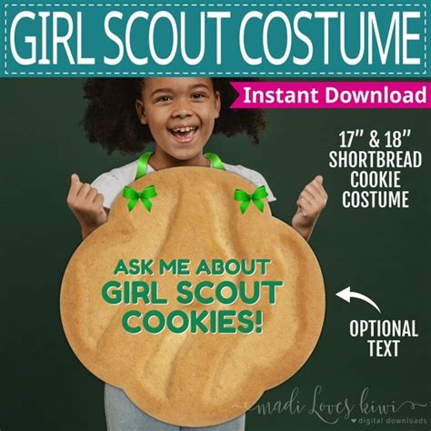 Printable ABC Shortbread Sign Large Girl Scout Cookie Costume Wear