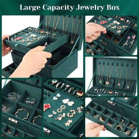 Talifoca Boite a Bijoux Femme Fille Boîte à Bijoux Velours Trois