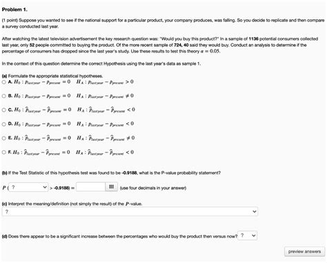 solved problem 1 1 point suppose you wanted to see if the