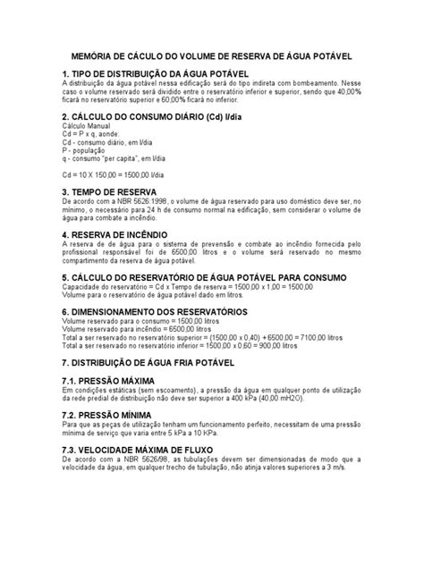 PDF Modelo De Memorial De Agua DOKUMEN TIPS
