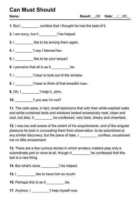 101 Can Must Should PDF Worksheets With Answers Grammarism