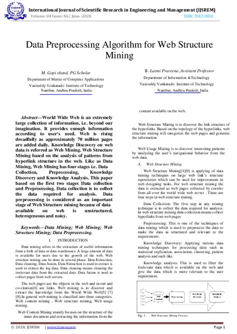 pdf data preprocessing algorithm for web structure mining ijsrem journal