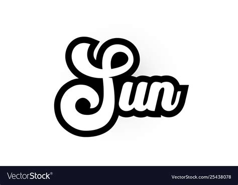 Black And White Sun Hand Written Word Text Vector Image