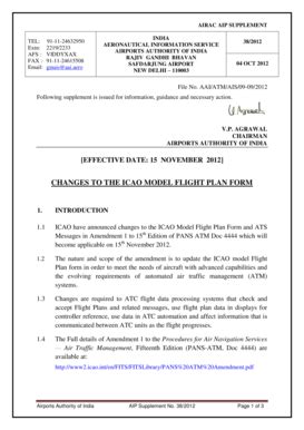Fillable Online Aai Changes To The Icao Model Flight Plan Form