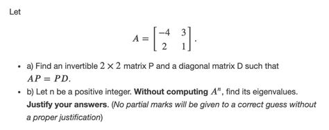 solved let 1 [72 a find an invertible 2 x 2 matrix p