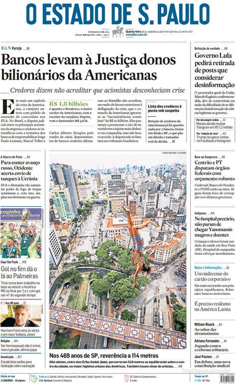 Capa Estad O Quinta De Janeiro De