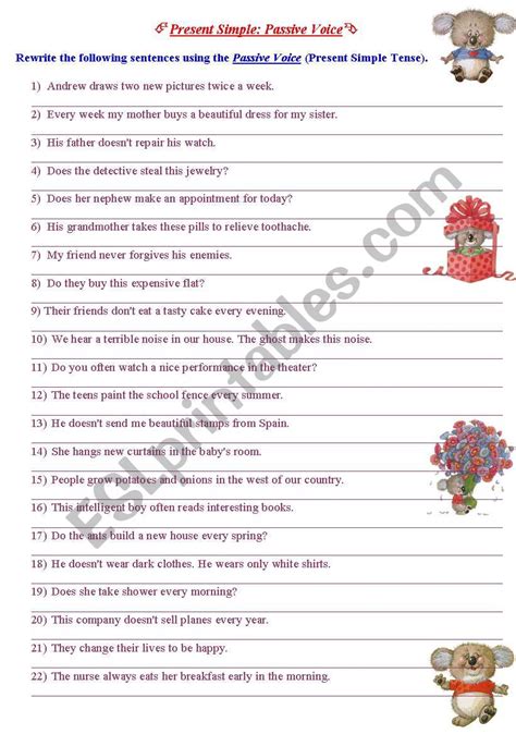 Passive Voice Present Simple Worksheet
