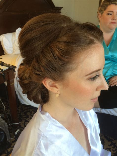 Rolled Updo Bridal Makeup By Kimberly Valosen Bridal Hair And Makeup Bridal Makeup Bridal Hair