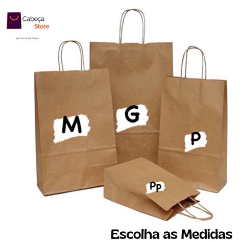 Sacola Kraft 50 Unidades Escolha O Tamanho PP P M G Escorrega O