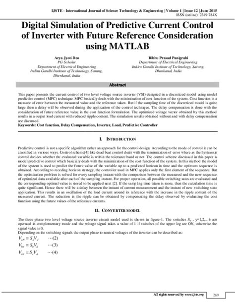 pdf digital simulation of predictive current control of inverter with future reference